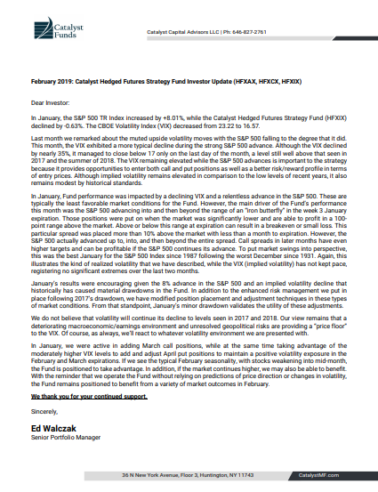 Catalyst Hedged Futures Strategy Fund Investor Update | February 2019 ...